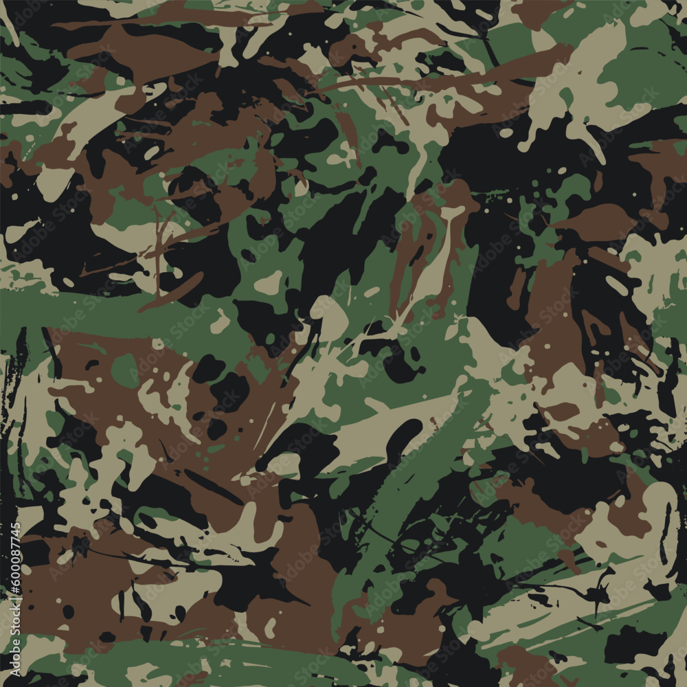 Grunge camouflage, modern fashion design. Dirty brush stroke camo ...