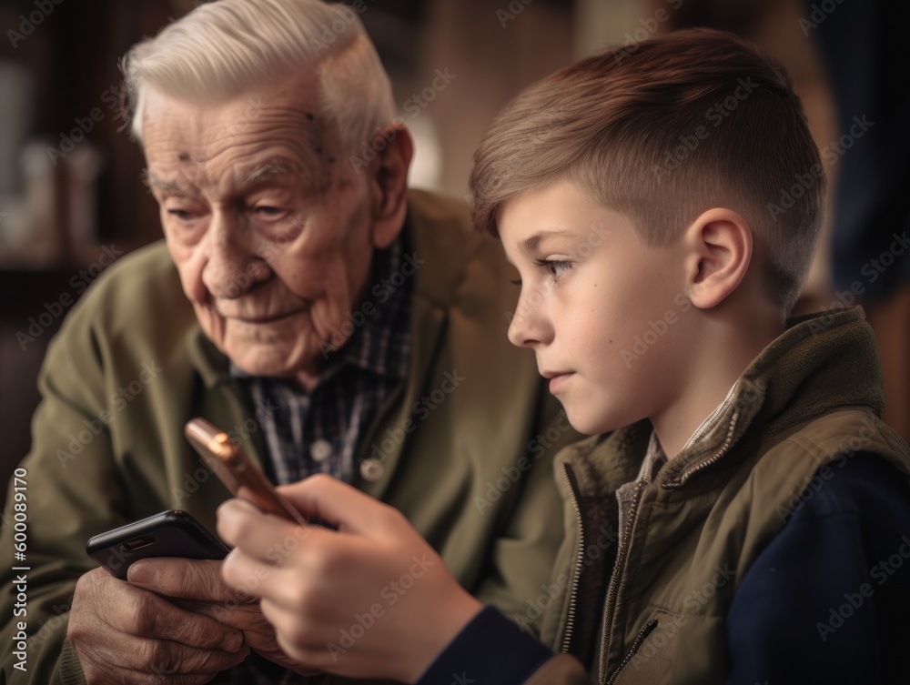 Modern Aging. Candid shot of an older man learning to use a new ...