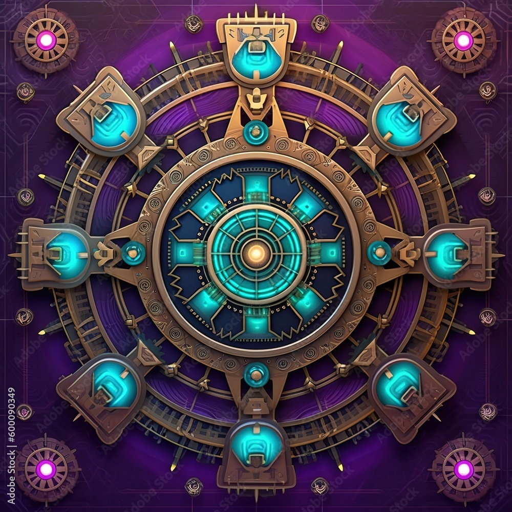 Magical and mystical symbol and seal, spiritual wheel, fantasy games ...