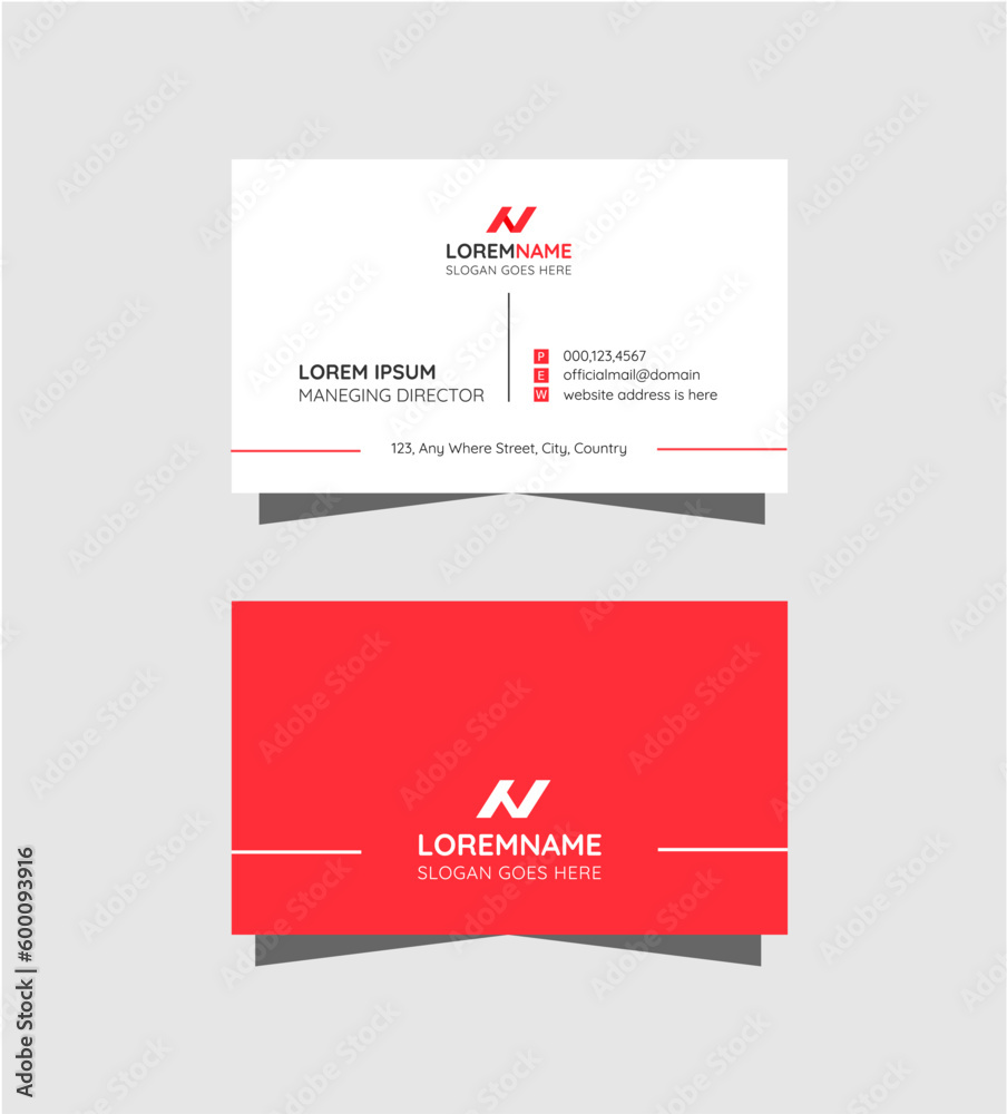 Red minimal business card template. Simple and clean visiting card ...