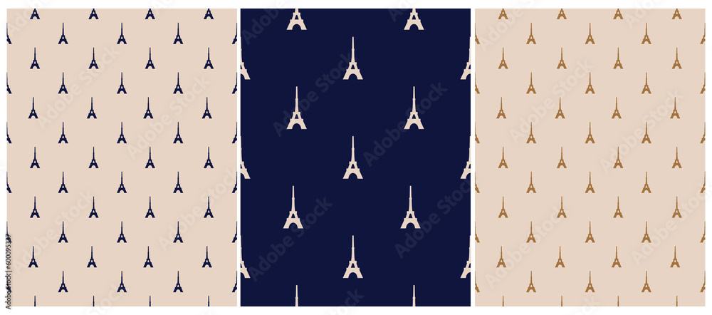 Seamless Vector Pattern with Little Eiffel Tower Icons Isolated on a ...