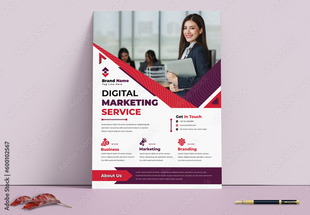 Digital Marketing Service Flyer Design Layout Stock Template | Adobe Stock