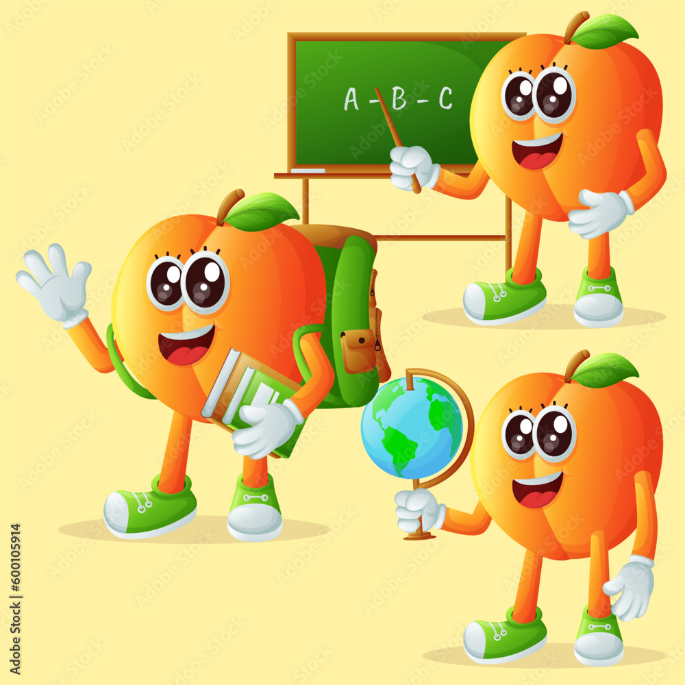 Cute apricot characters in education Stock Vector | Adobe Stock