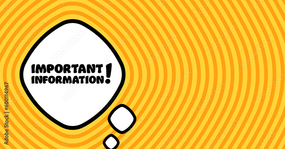 Speech bubble with important information text. Boom retro comic style ...