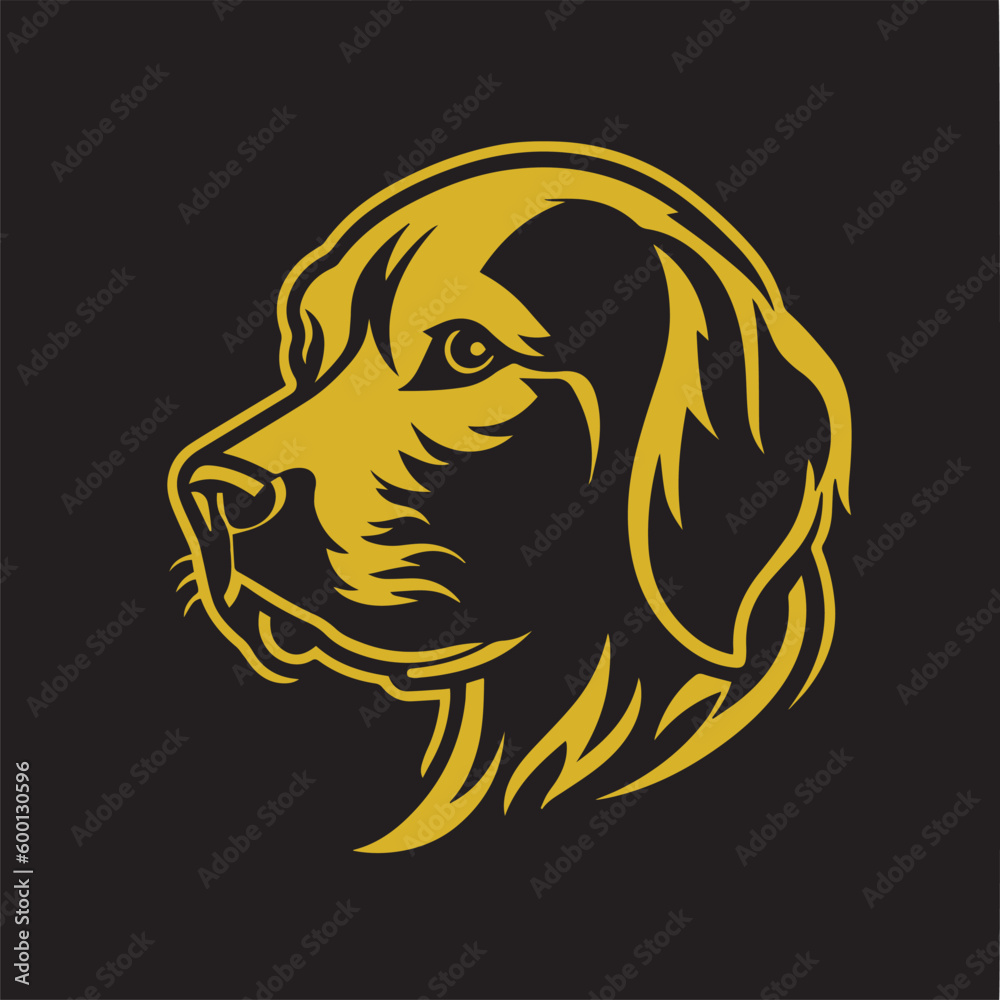 Dog head logo, Golden retriever face logo isolated on a white ...