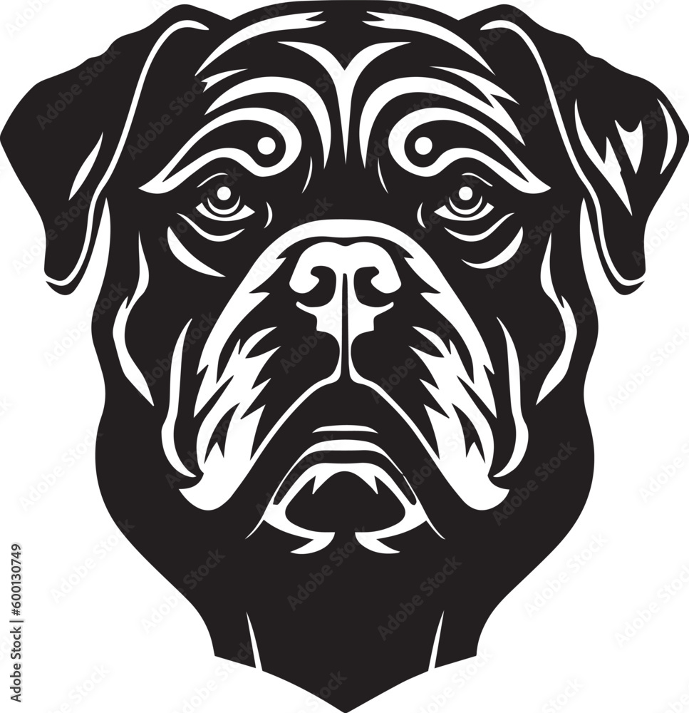 Dog head logo, Rottweiler face logo isolated on a white background, SVG ...