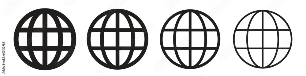 set of globe icons. Simple earth planet logo. Internet website address ...