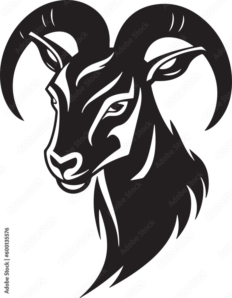 Goat head logo icon, Goat face vector Illustration, on a isolated ...