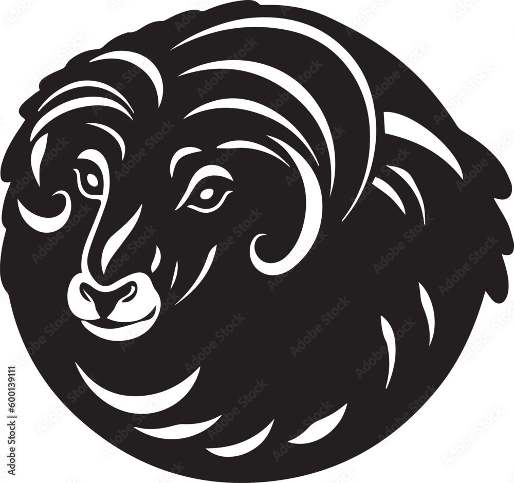 Sheep head logo icon, sheep face vector Illustration, on a isolated ...