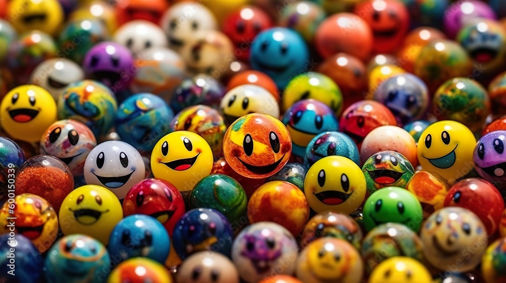 Marbles with smiley faces made with AI generative technology Stock ...