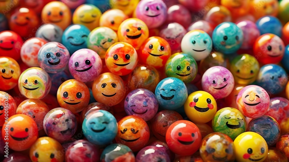 Marbles with smiley faces made with AI generative technology Stock ...