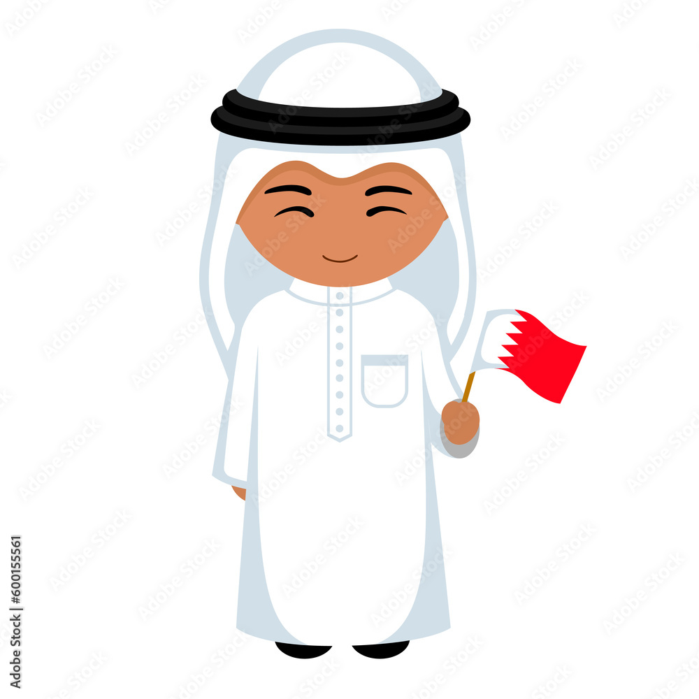 Man in Bahrain national costume. Male cartoon character in traditional ...