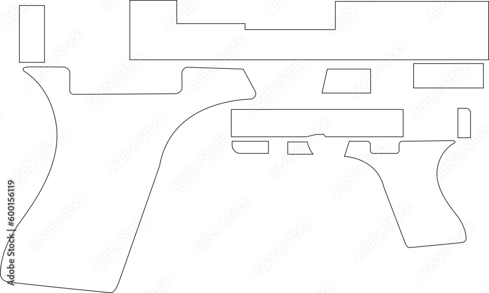 26 Gen 3 Hand Gun SVG blank template outline or line art file for cnc ...