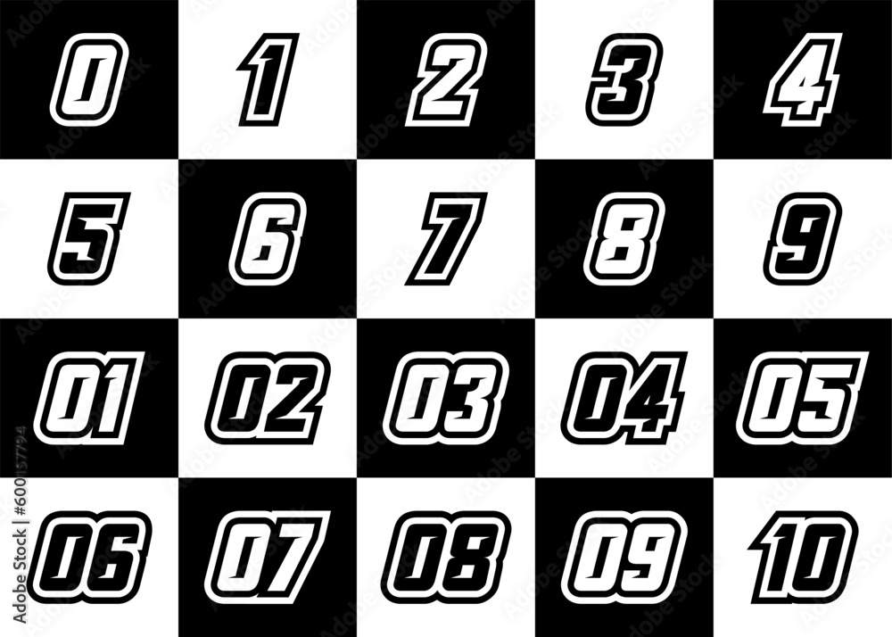 Racing Number, Set of Start Racing number, sport race number Stock ...