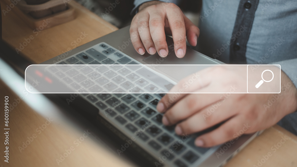 Businessmen using search bar function on your website. SEO. Search ...