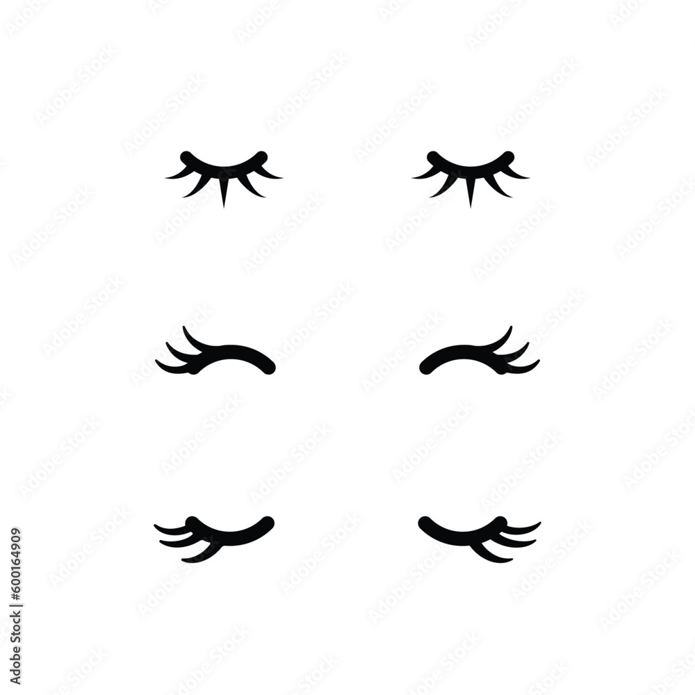 Unicorn eyelashes. Cartoon animal eyes icon set. Closed eyes. Vector ...