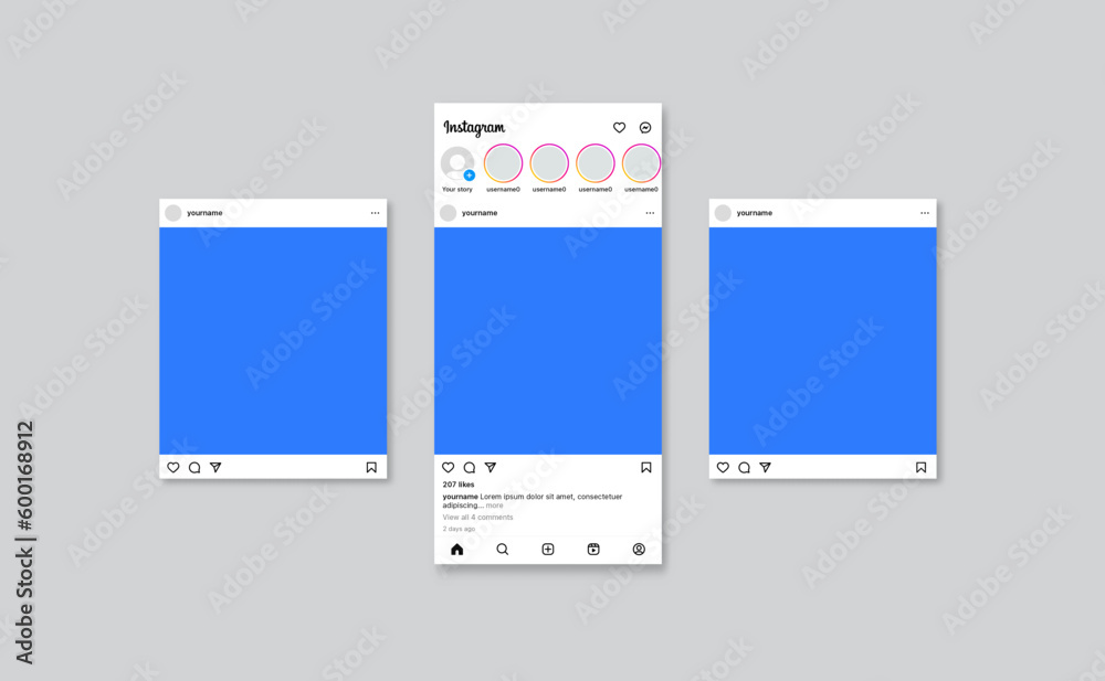 instagram mockup social media carousel post template frame. instagram ...