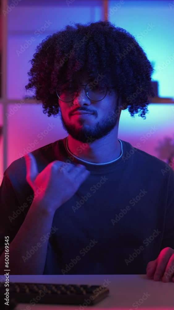 Vertical video. Enough gesture. Refusing man. Meme expression ...