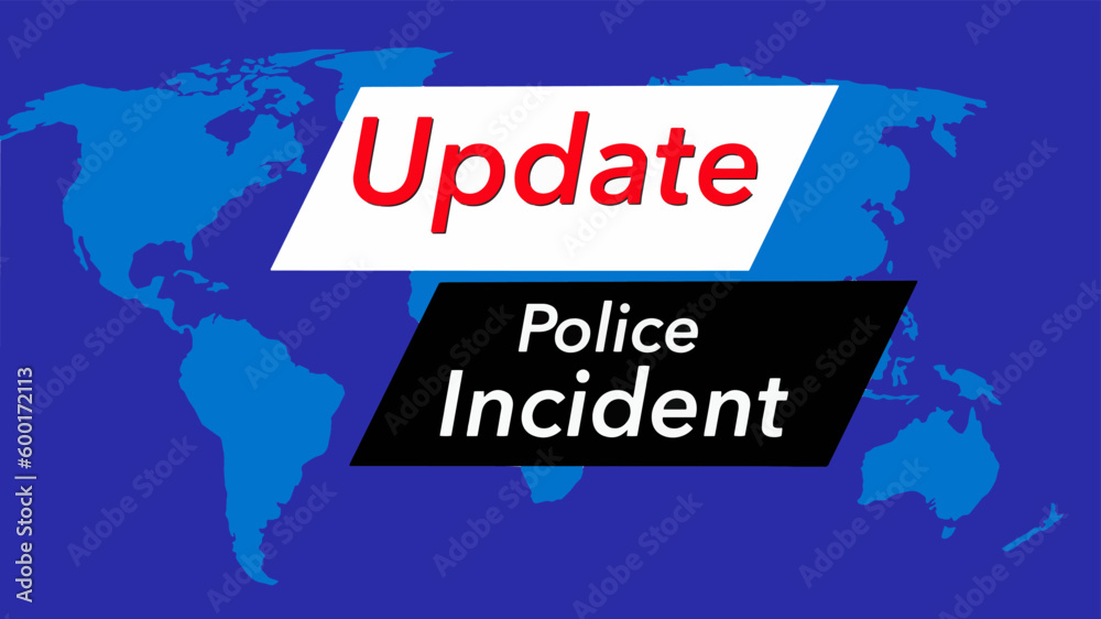 Update polce incident. A television news banner or icon is seen with a ...