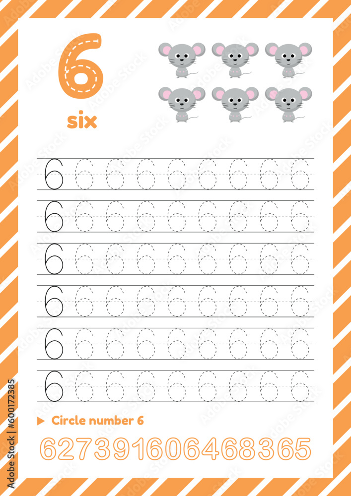 Number tracing worksheet for kids education. Learning numbers pages ...