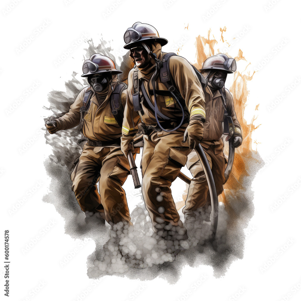 A Firefighter T-shirt Design featuring a realistic photograph of a ...