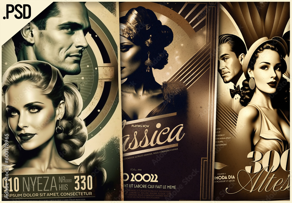 Vintage event flyer design with generative ai background Stock Template ...