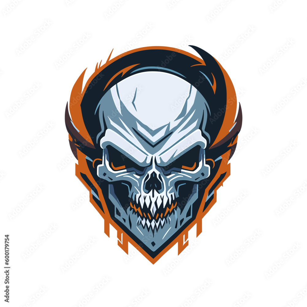 Vector Skull Head Mascot Logo for Aggressive E-Sport Gaming and Sport ...