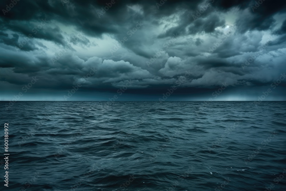 horror black blue sky, sea haunted cloud, scary ocean, depression ...