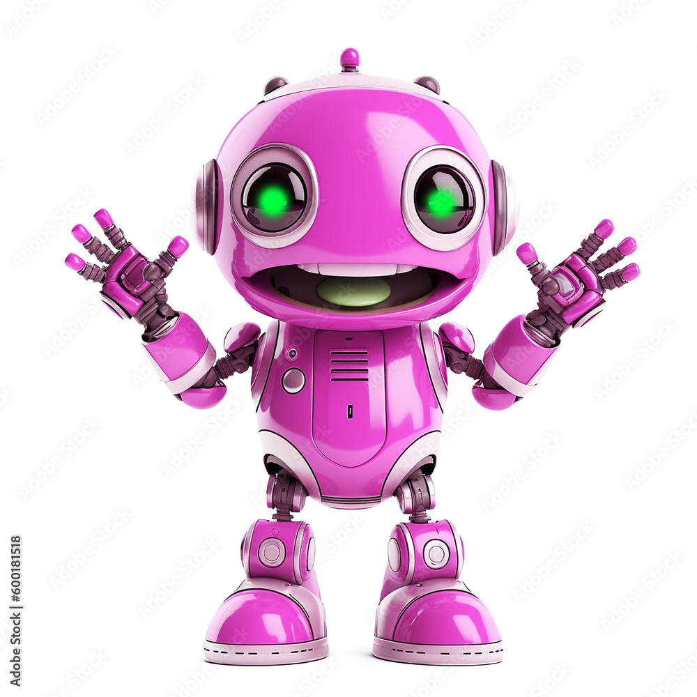 pink robot with a smile on a transparent background. AI generator Stock ...