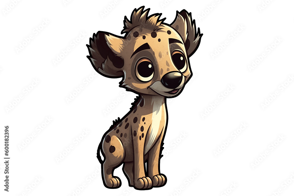 Cute hyena sitting isolated on white background, 2d vector animal ...