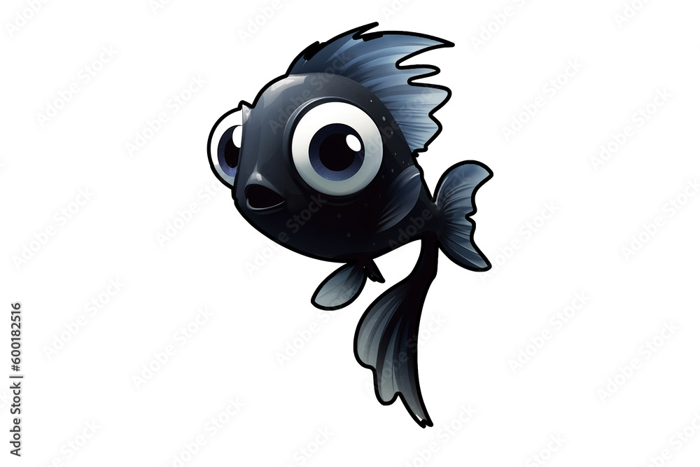 Cute xray fish sitting isolated on white background, 2d vector animal ...