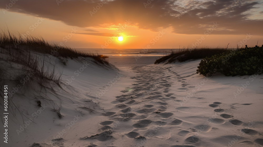 summer beach with sun shines at walkway to a beautiful beach create ...