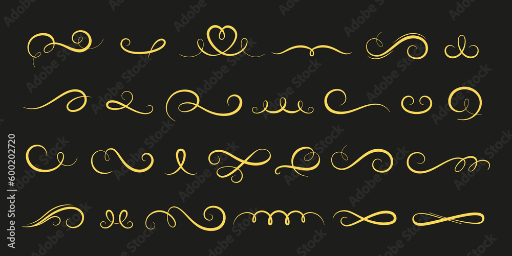 Curly graphic elements. Calligraphy swashes, signature decorative ...