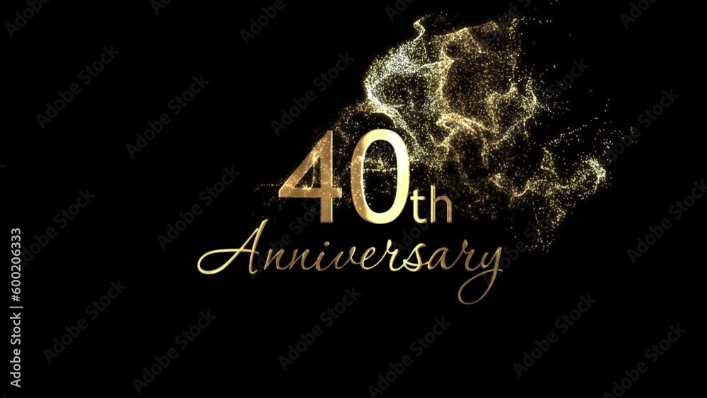 Congratulations on the 40th anniversary, golden letters with particles ...