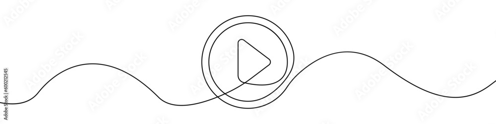 Play, multimedia sign line continuous drawing vector. One line Play ...