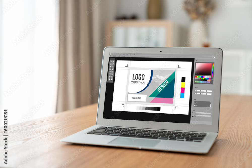 Graphic designer software for modern design of web page and commercial ...