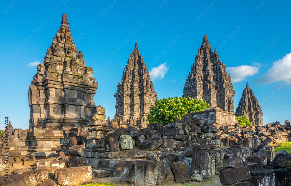Ancient temple ruins of Prambanan (Candi Prambanan) a 9th-century ...