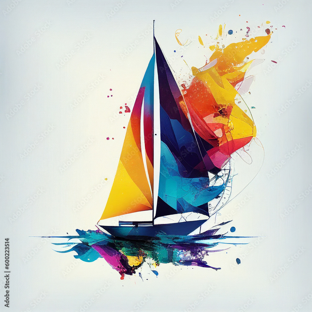 graphic representation of a boat for graphic design, gerenative AI ...