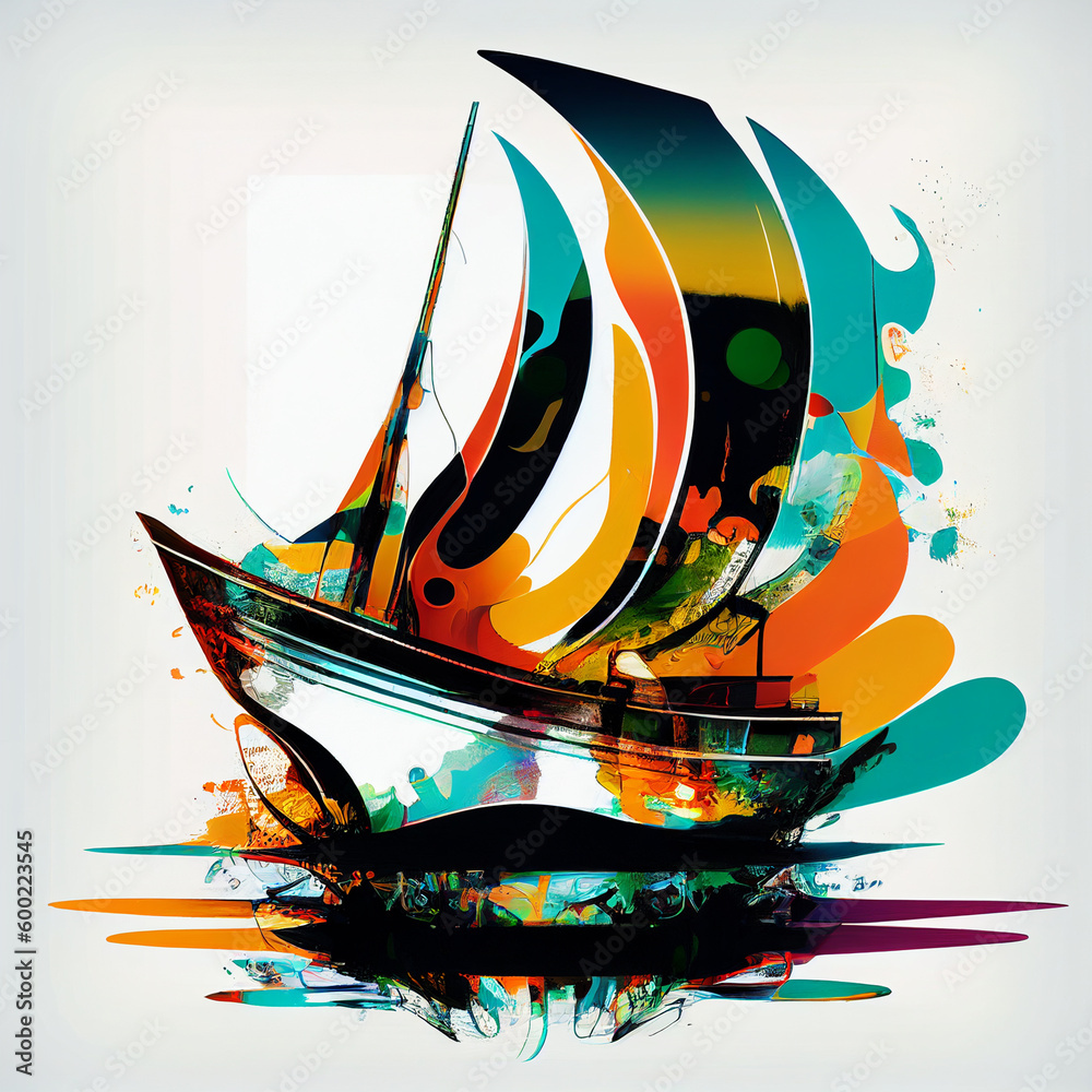 graphic representation of a boat for graphic design, gerenative AI ...
