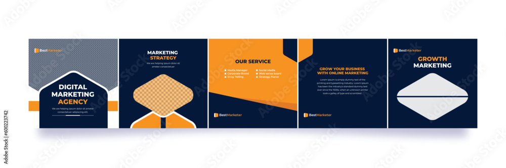 Instagram Carousel Post Business Templates, Microblog Carousel Template ...