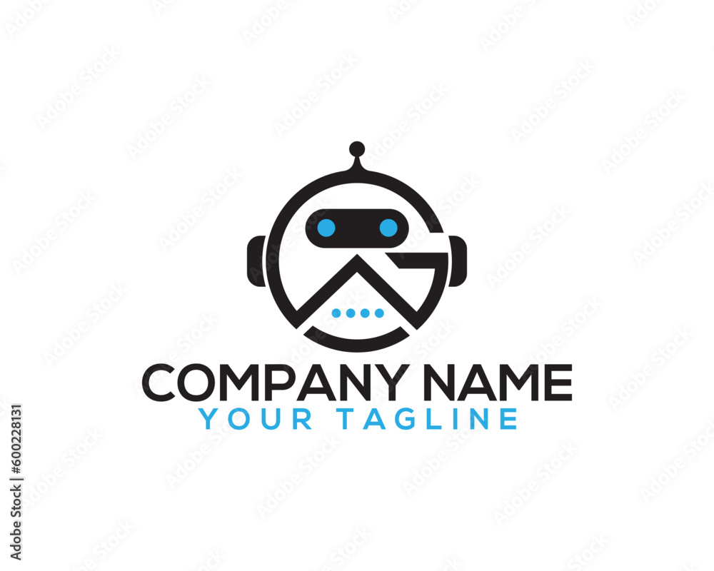 Letter WG and GW bot logo design concept. Creative Virtual assistant ...