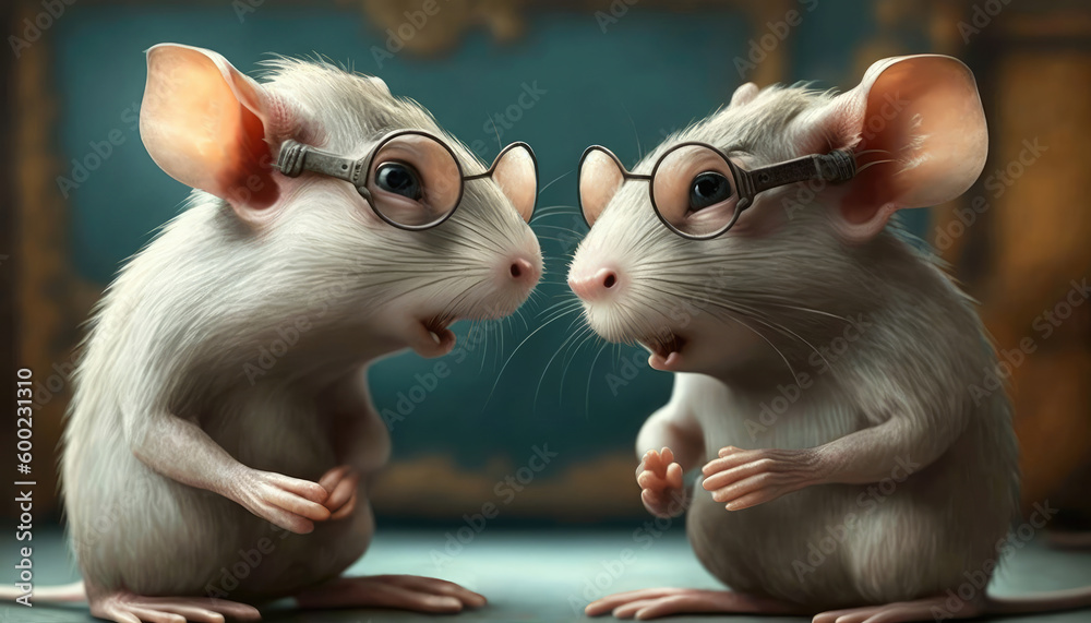 Photo & Art Print Two mouses gossiping talking to each other ...