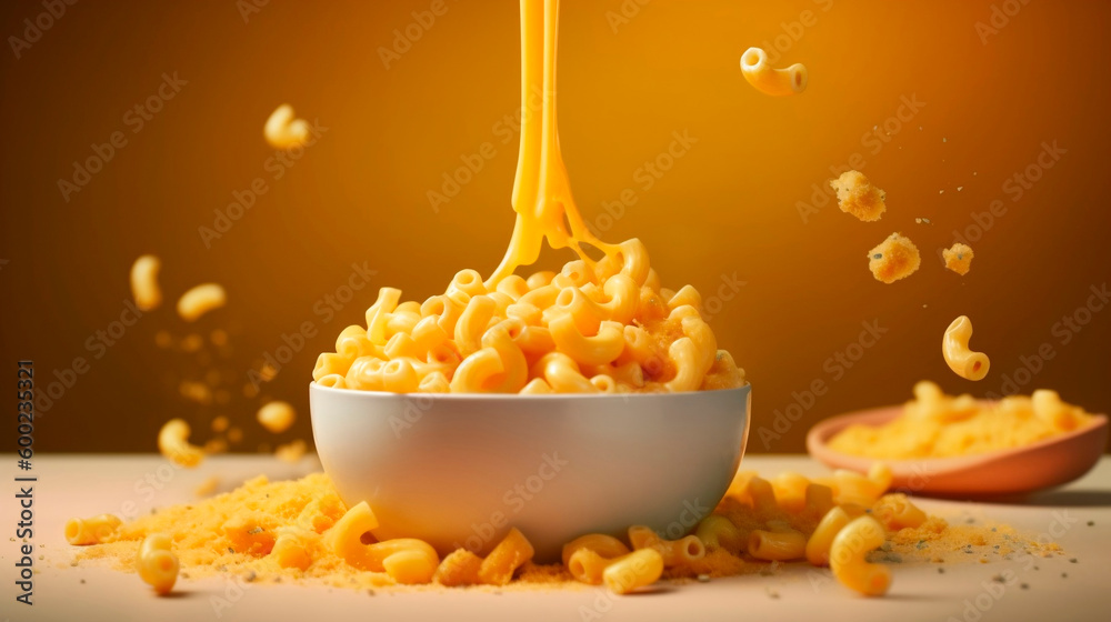A steaming hot bowl of creamy mac and cheese, with perfectly cooked ...