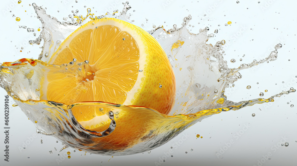Lemons and lemons splashing into a clear water. Stock Illustration | Adobe Stock