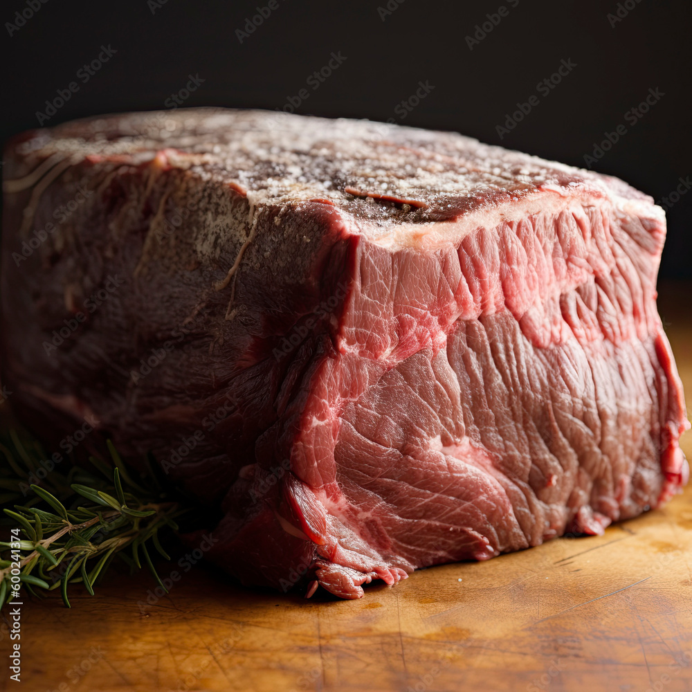 Raw brisket meat slab prepared for cooking created with Generative AI ...