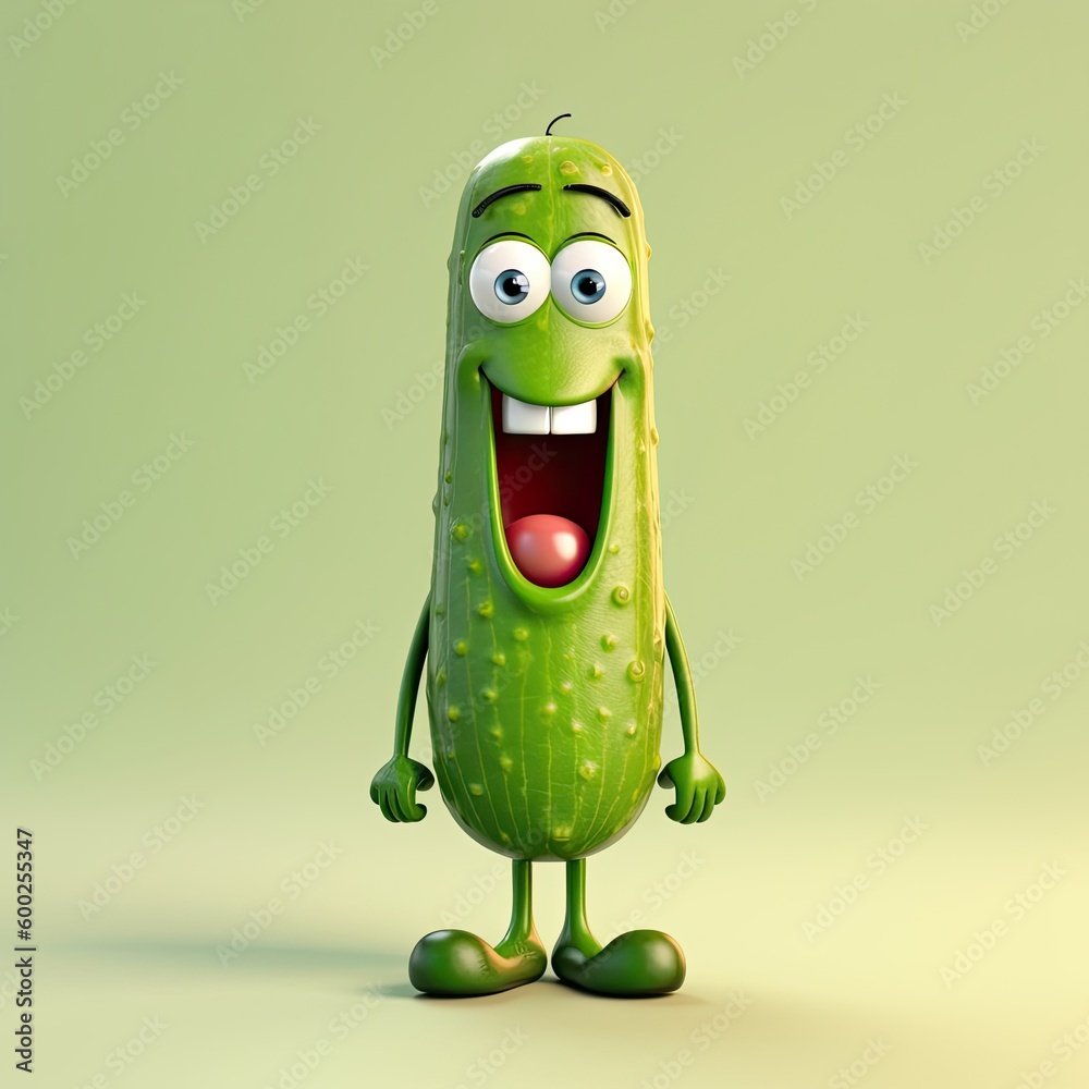 Cute Cartoon Pickle Character (Generative AI) Stock Illustration ...