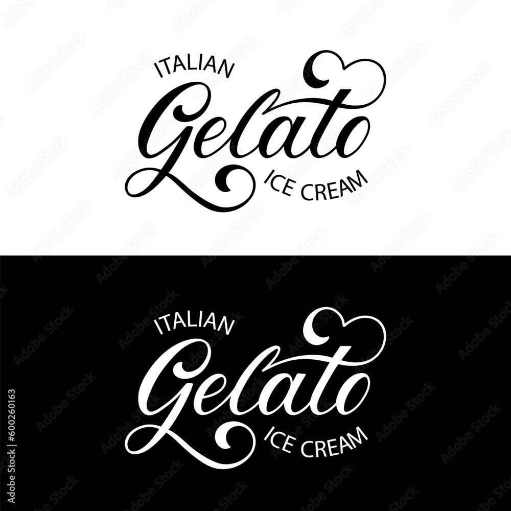 Gelato Italian ice cream hand drawn text. Modern brush calligraphy ...