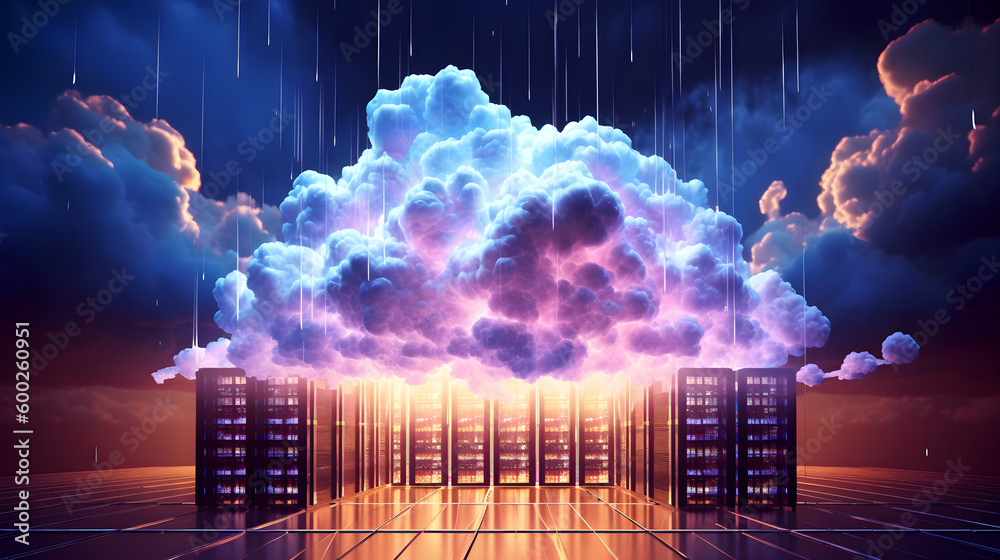 Internet security is represented by a generative AI image of a server ...