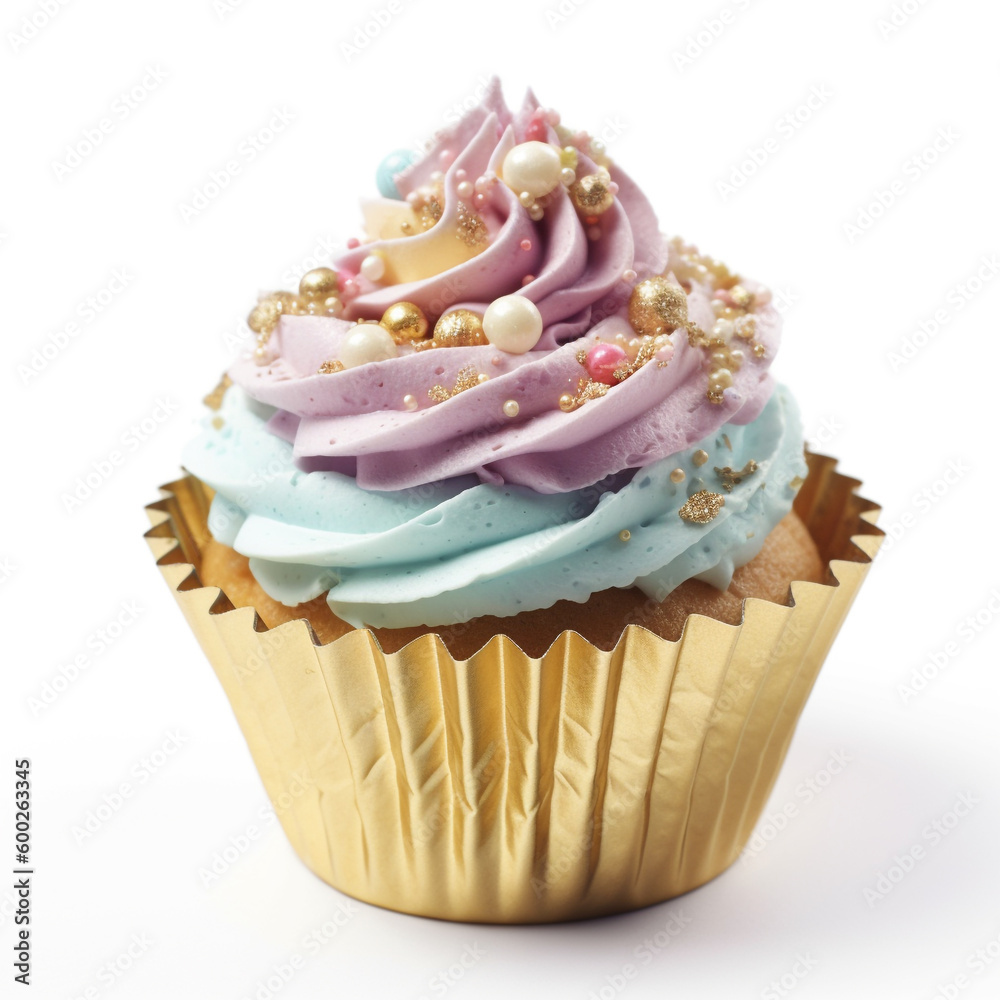 Beautiful pastel coloured cupcake in a plain white background image ...