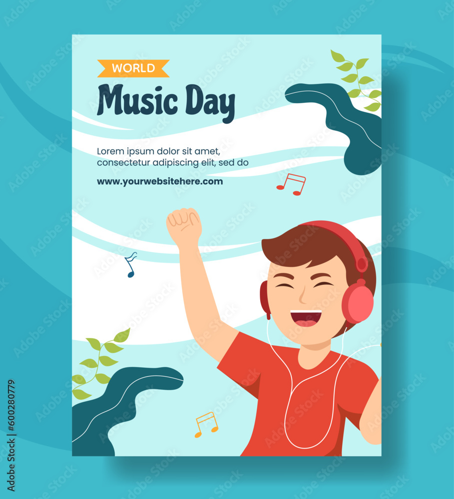 World Music Day Vertical Poster Flat Cartoon Hand Drawn Templates ...